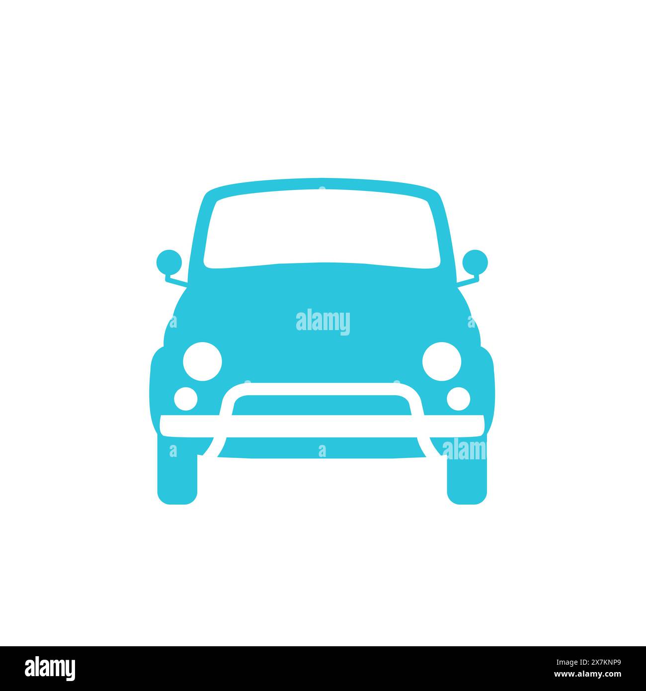 Minimalist Vintage retro car, Front view, Isolated on white background ...