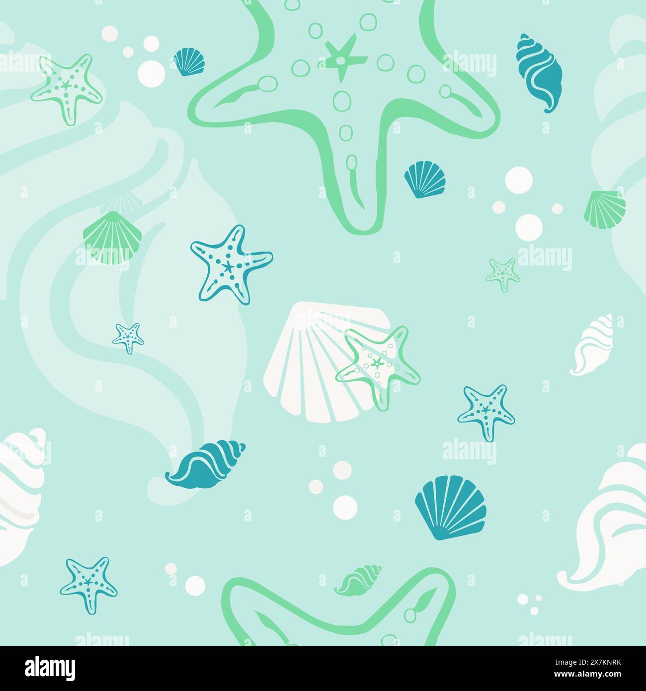 Beach shells and stars seamless pattern. Summer holidays background ...