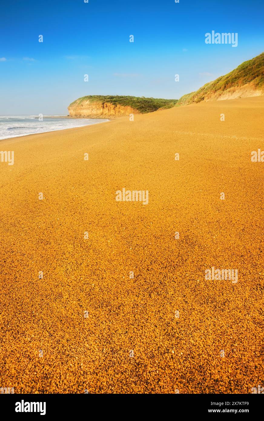 Sandy seashore of Bells Beach, Torquay, Surf Coast Shire, Great Ocean ...
