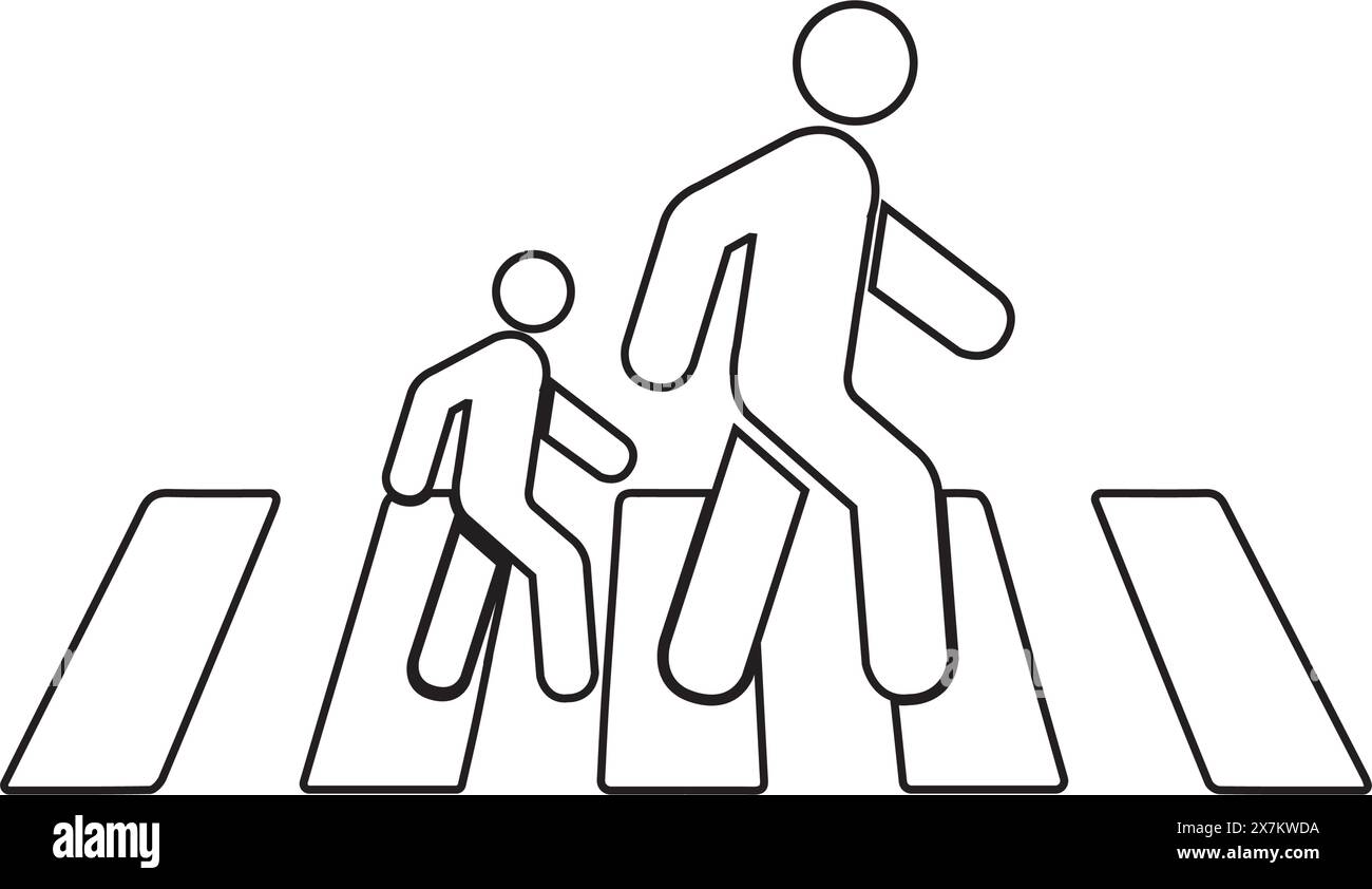 Pedestrian crossing illustration Black and White Stock Photos & Images ...