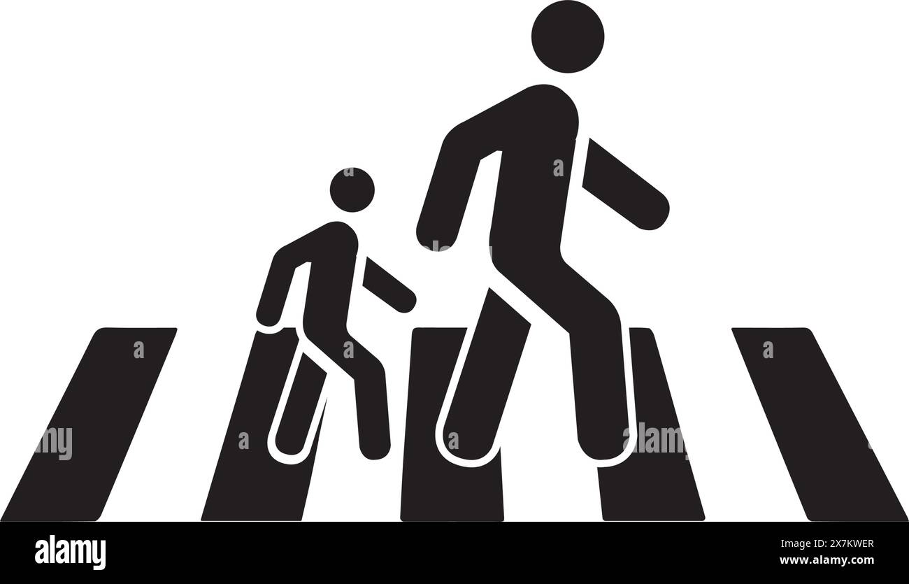 Human road crossing line icon on a white background. Pedestrian icon ...