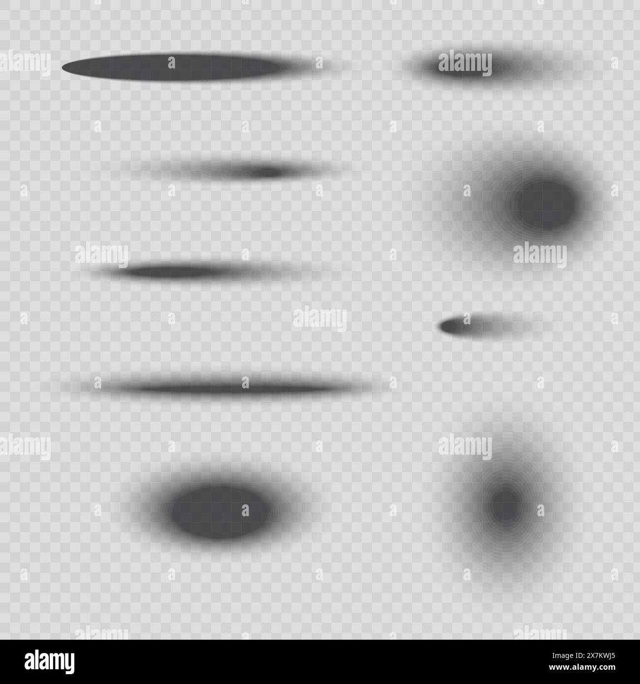 Blurred shadow set. Transparent background. Vector shadow elements ...
