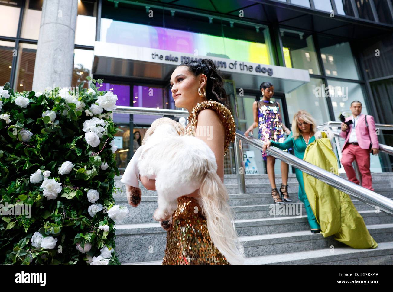 New York, United States. 20th May, 2024. Dogs dressed in replica Met ...