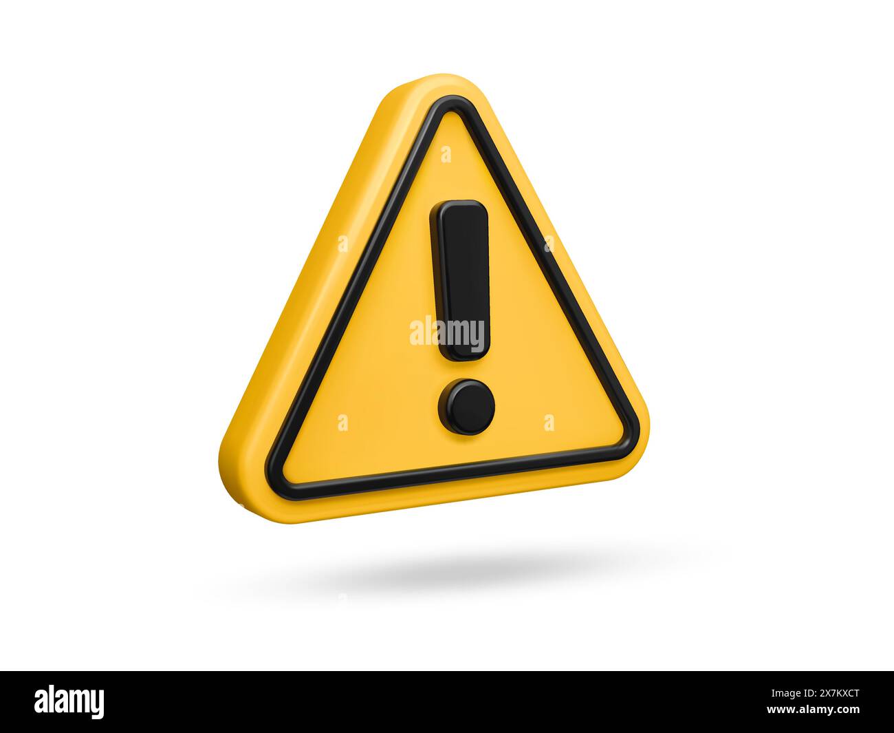 3d alert sign, attention mark, caution icon. Isolated vector yellow ...