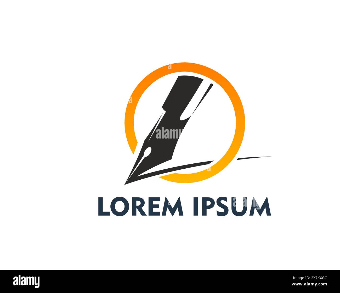 Feather quill icon. Writer, law, notary office pen with vintage ink nib ...