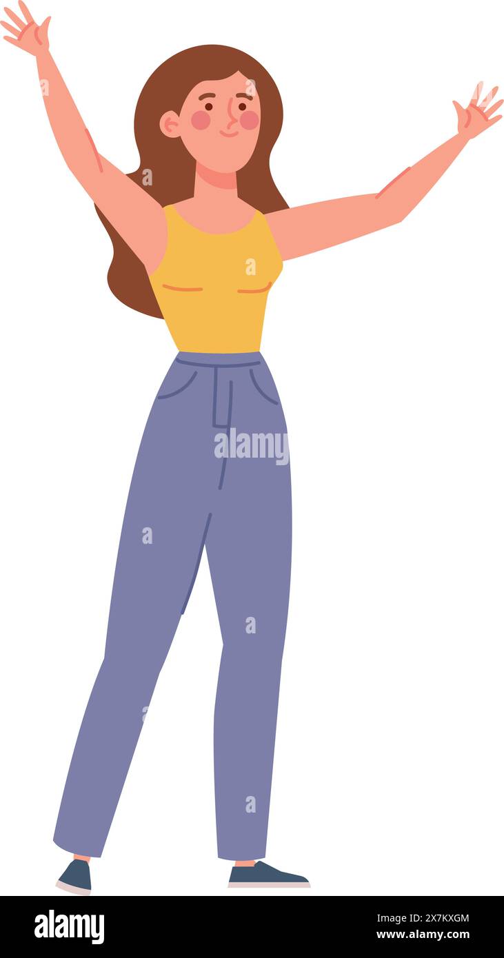 celebrating woman standing cartoon Stock Vector Image & Art - Alamy