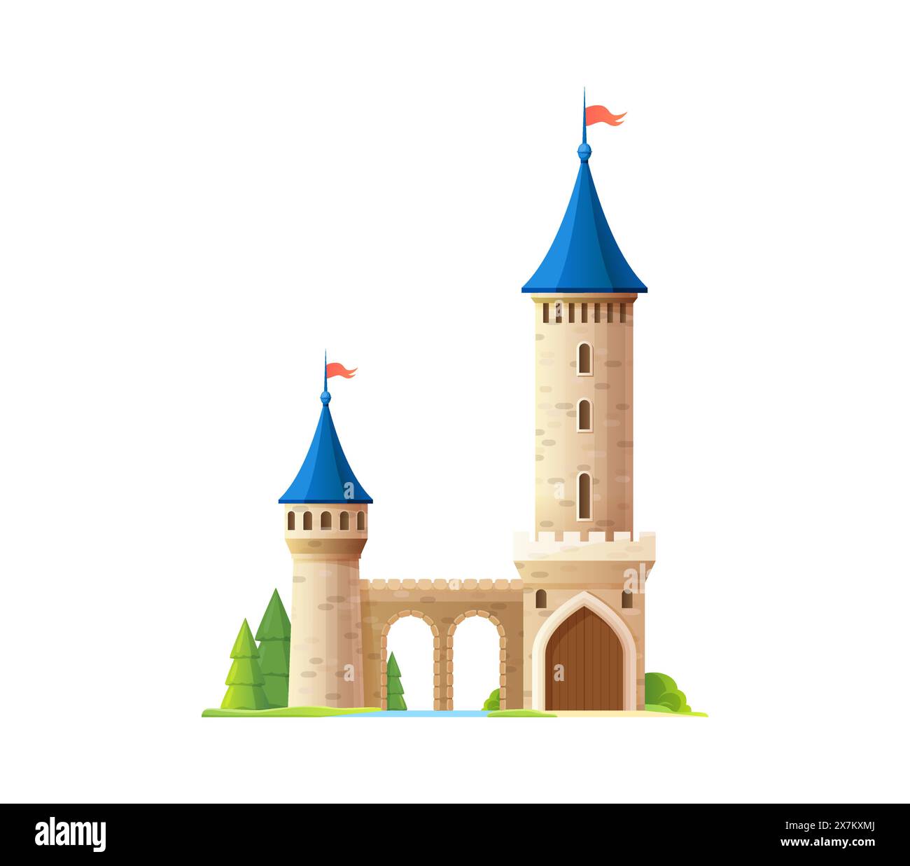 Cartoon castle, kingdom palace. Isolated vector medieval building ...