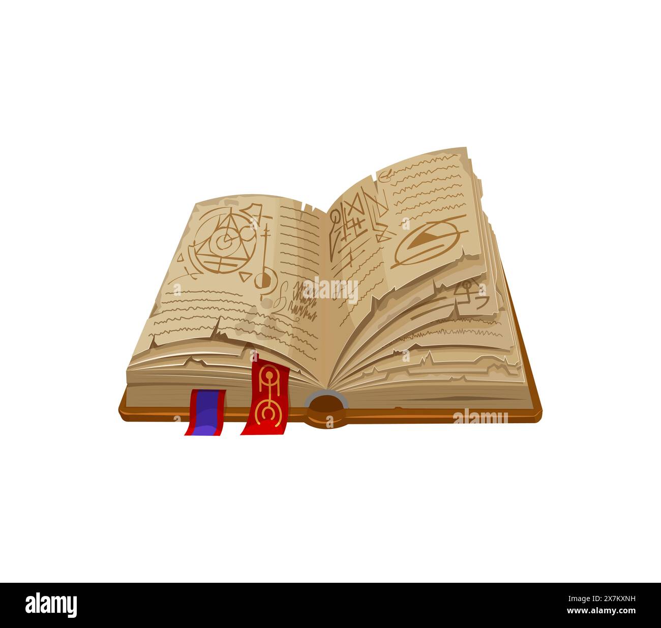 Game book, isolated cartoon vector fantasy witchcraft or wicca grimoire ...