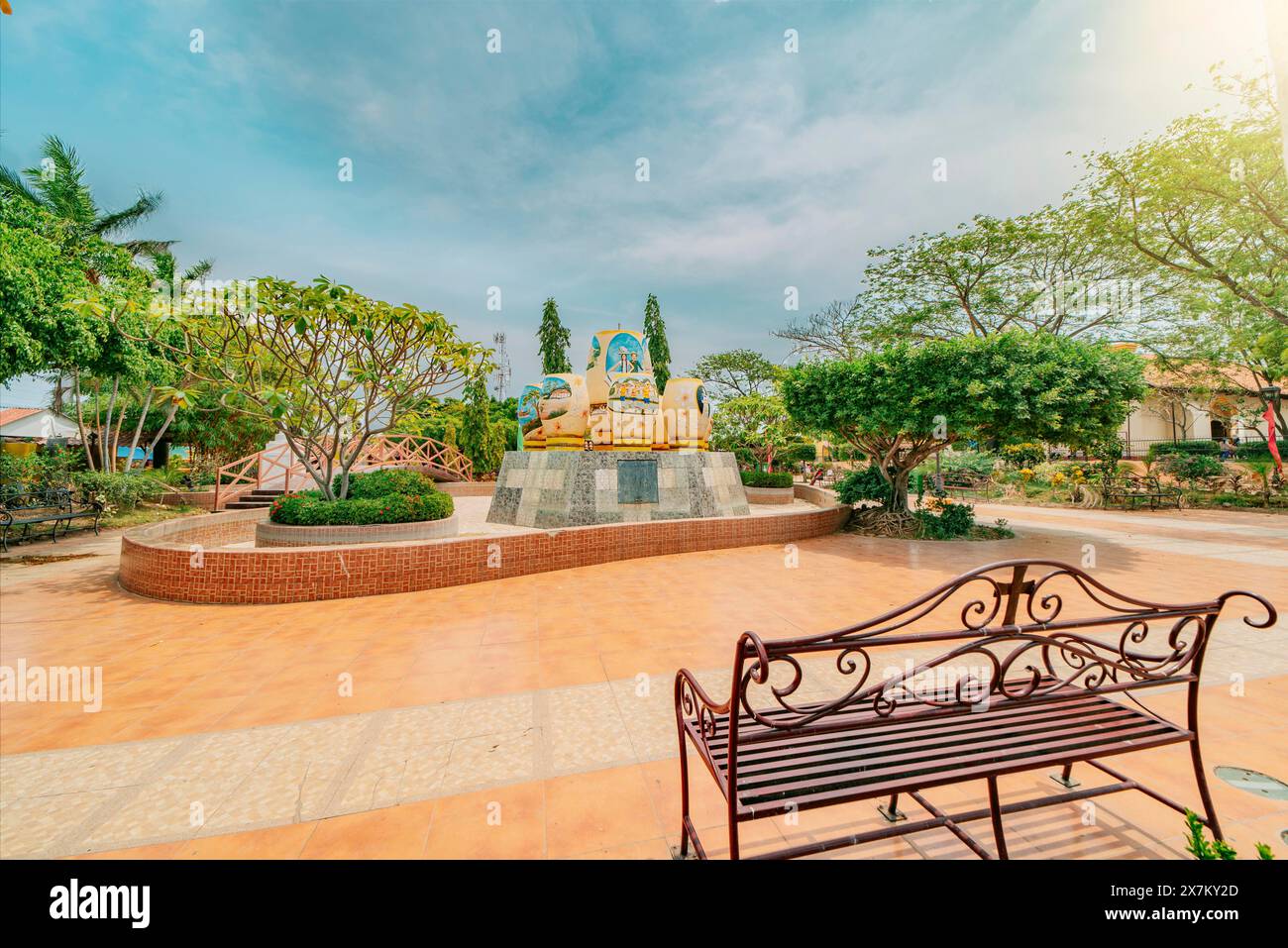 Beautiful Nagarote central park on sunny day. A beautiful natural park ...