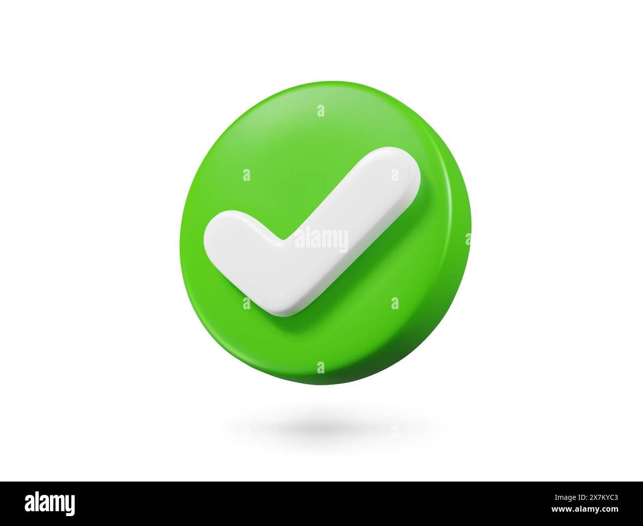 3d check icon, checklist tick, done mark. Vector realistic plastic style checkmark, symbol of ...