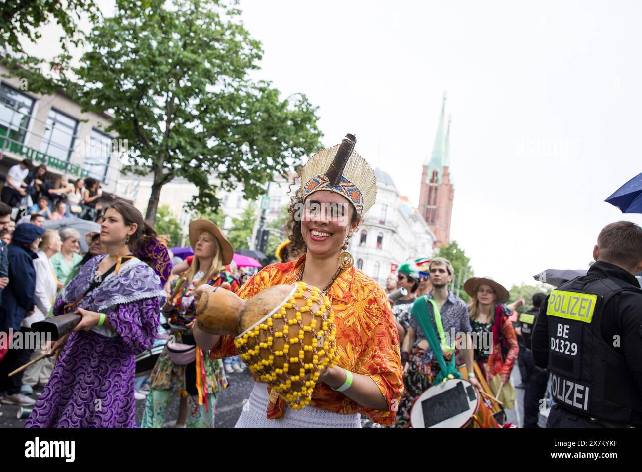 Dancer at the street parade of the 26th Carnival of Cultures in Berlin ...