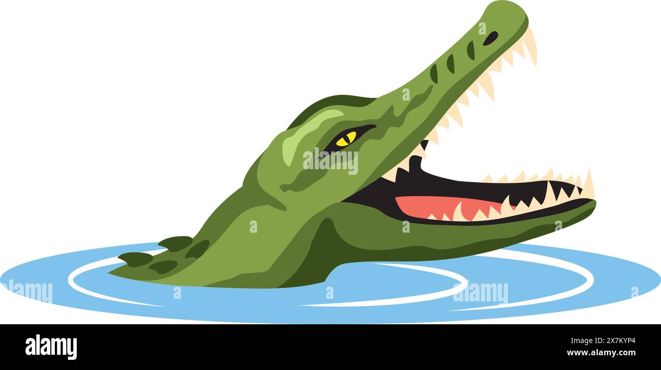 crocodile swimming in the river Stock Vector Image & Art - Alamy
