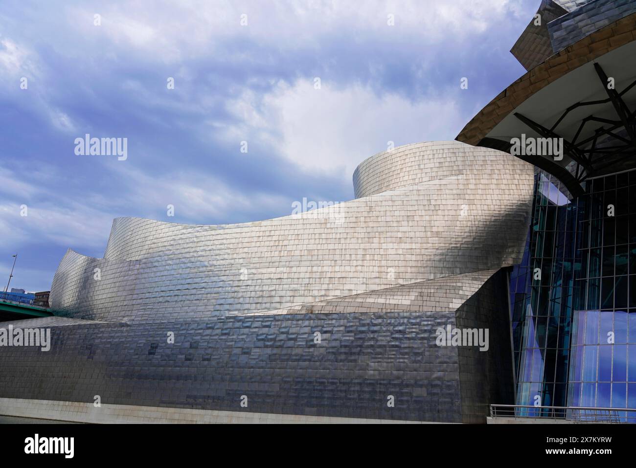Guggenheim Museum Bilbao on the banks of the river Nervion, architect ...