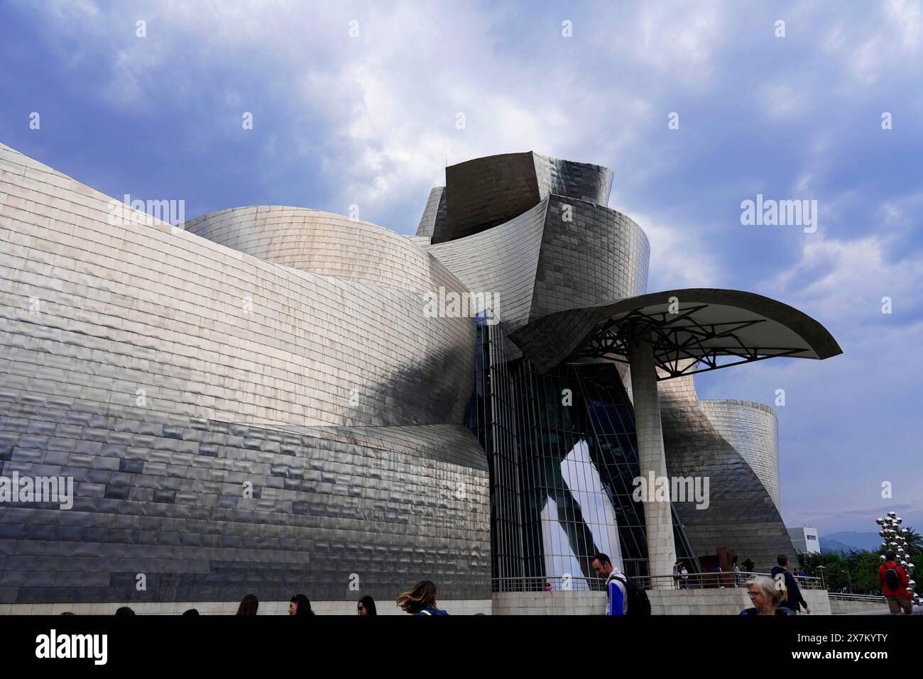 Guggenheim Museum Bilbao on the banks of the river Nervion, architect ...