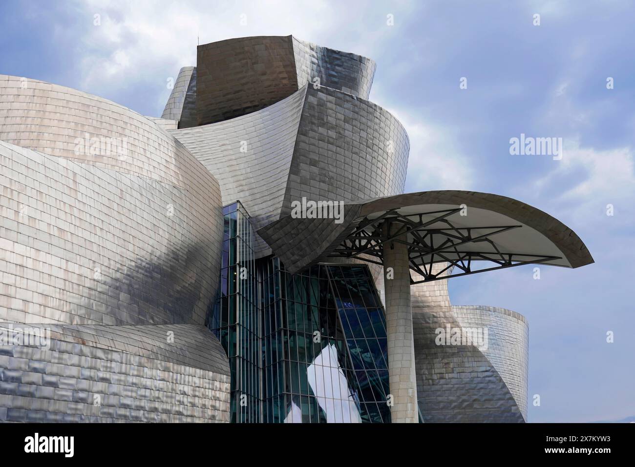 Guggenheim Museum Bilbao on the banks of the river Nervion, architect ...