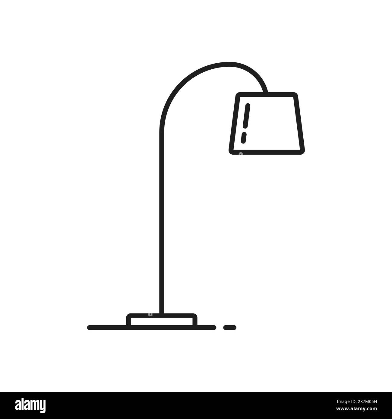 Floor lamp or reading light line icon, lighting fixture and ...