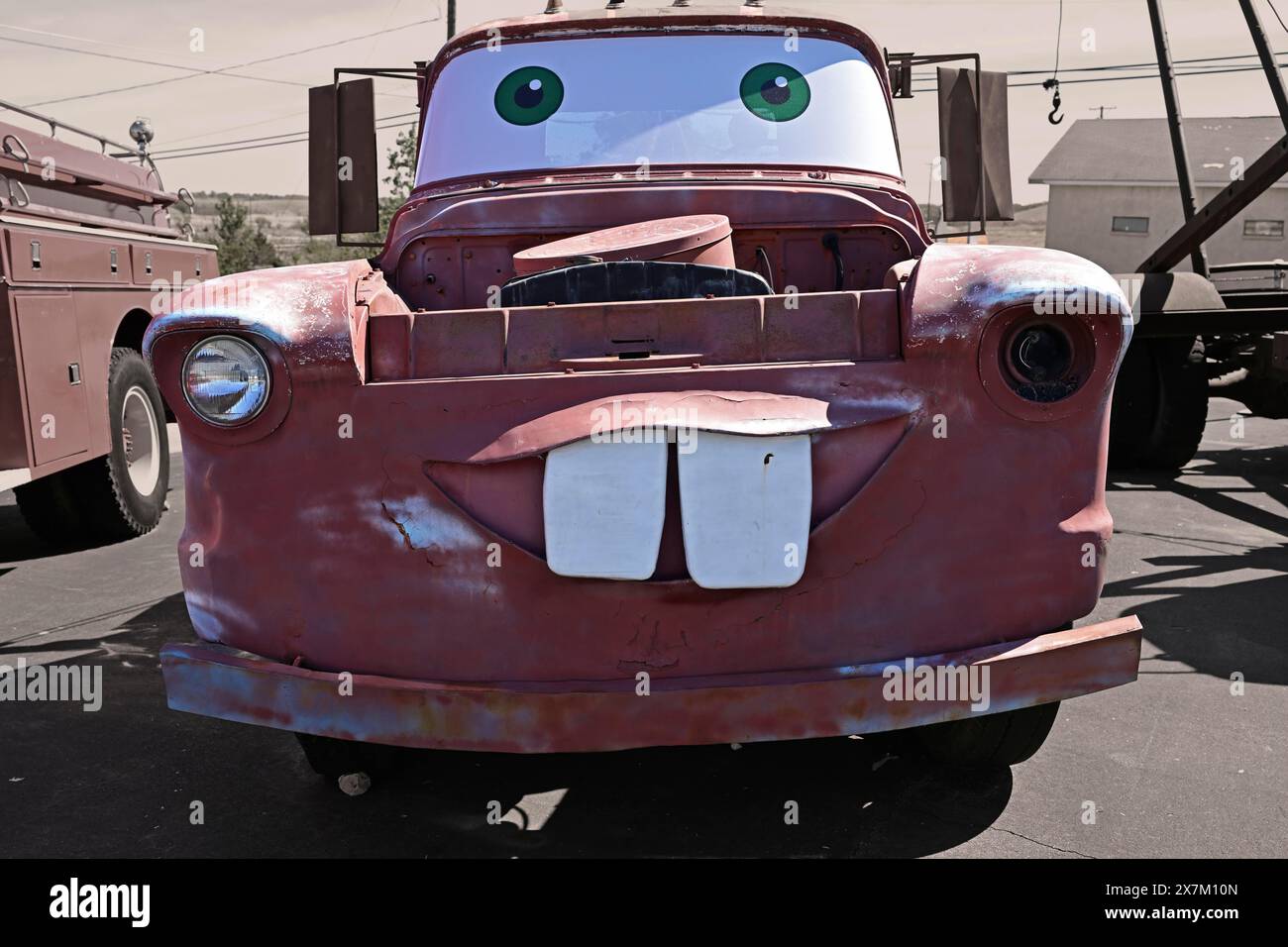 The tow truck Mater, a character from the animated film Cars, is parked ...