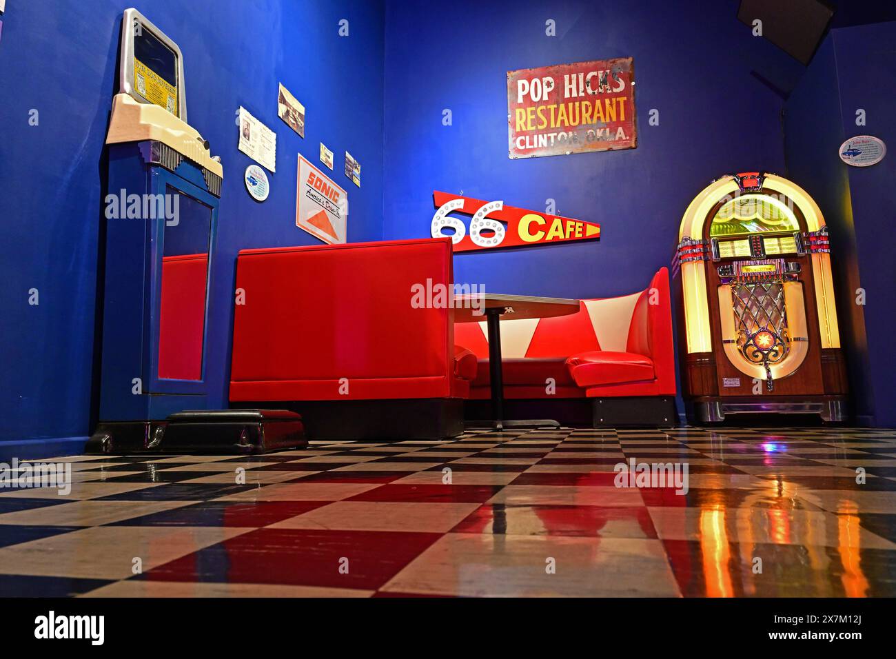 Historic diner in the museum, Route 66, Clinton, Oklahoma Stock Photo ...