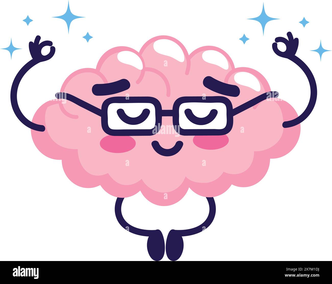 cute brain in meditation cartoon Stock Vector Image & Art - Alamy