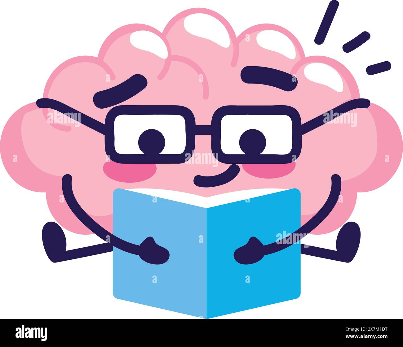 cartoon brain reading a book Stock Vector Image & Art - Alamy
