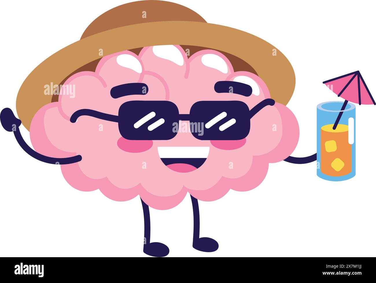 happy brain with cocktail Stock Vector Image & Art - Alamy