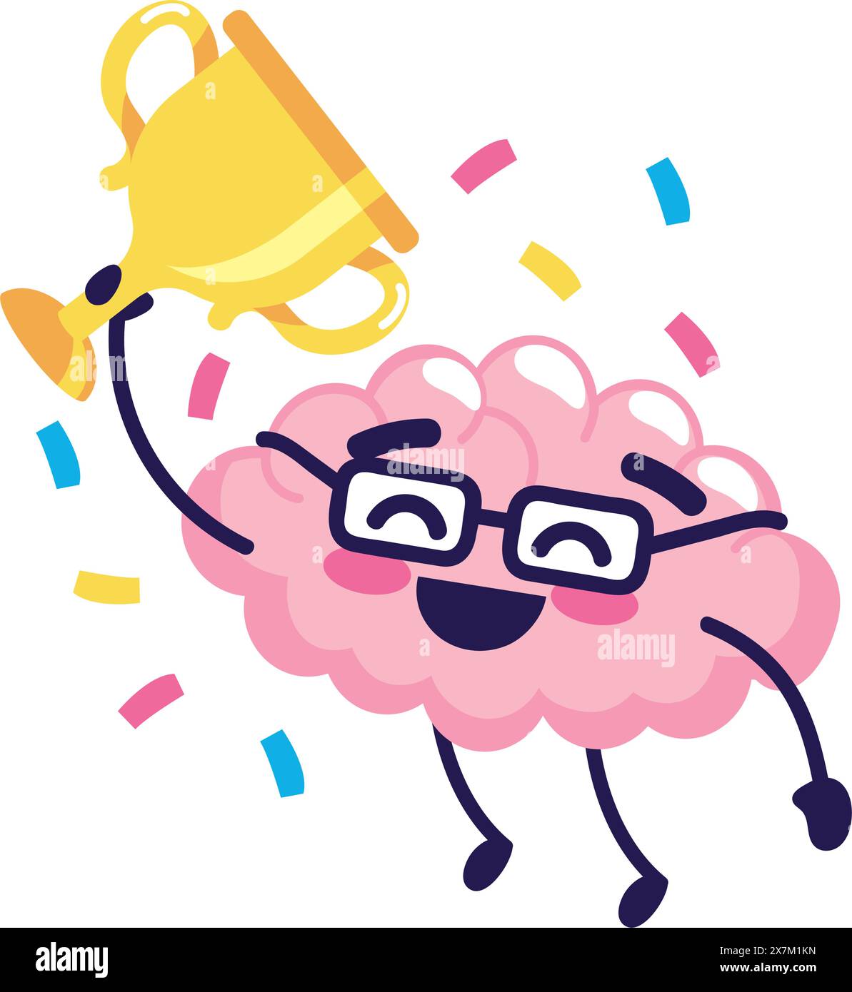 happy brain with trophy cartoon Stock Vector Image & Art - Alamy