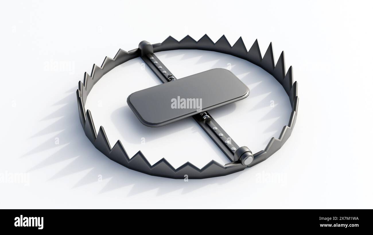 3d rendering of isolated metal bear trap on the white background Stock ...