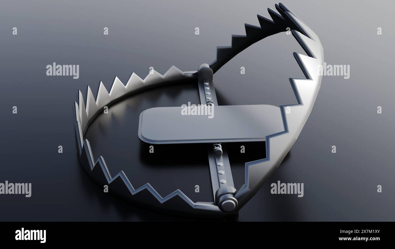 3d rendering of isolated metal bear trap on the white background Stock ...