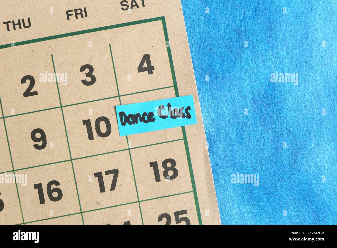 Dance lessons reminder on calendar. Weekend wellness and creativity ...