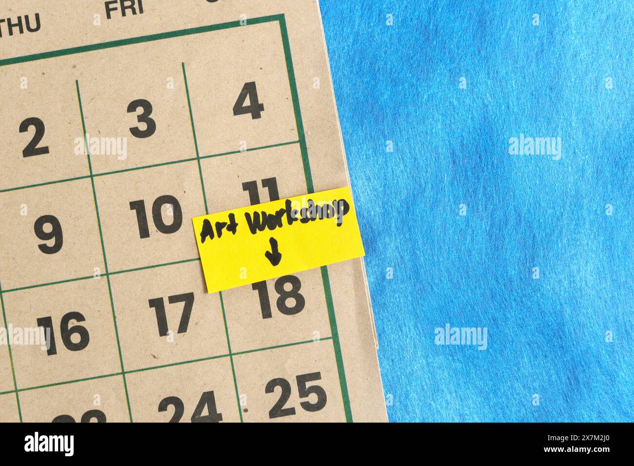 Weekend art workshop class reminder on calendar. Weekend wellness and ...