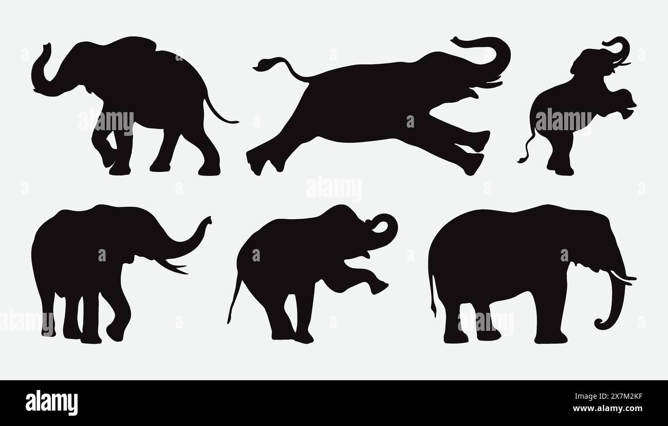 Majestic Elephant Silhouette Vector Collection for Art and Design ...