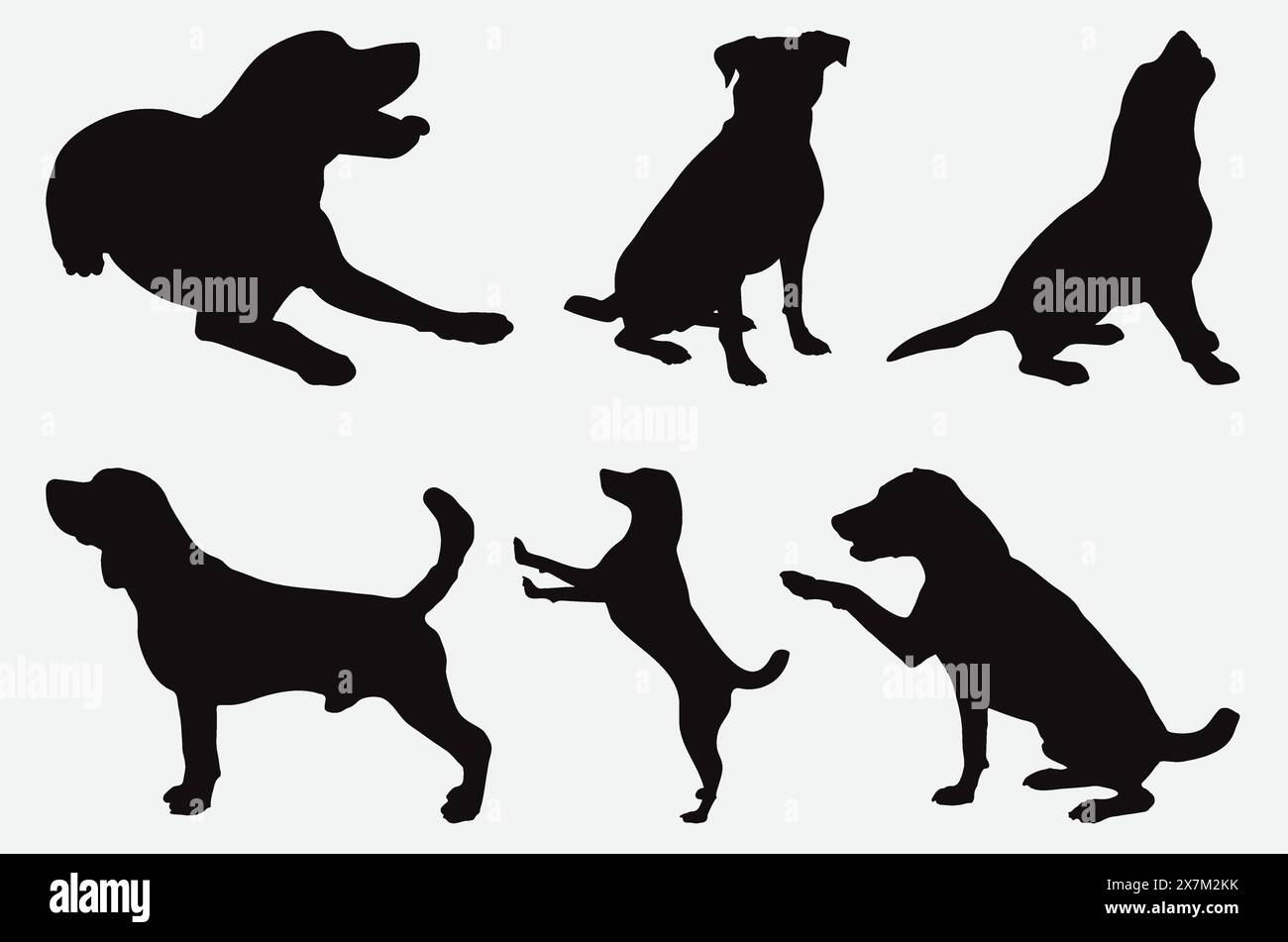 Comprehensive Dogs Silhouette Vector Set Featuring Diverse Canine ...