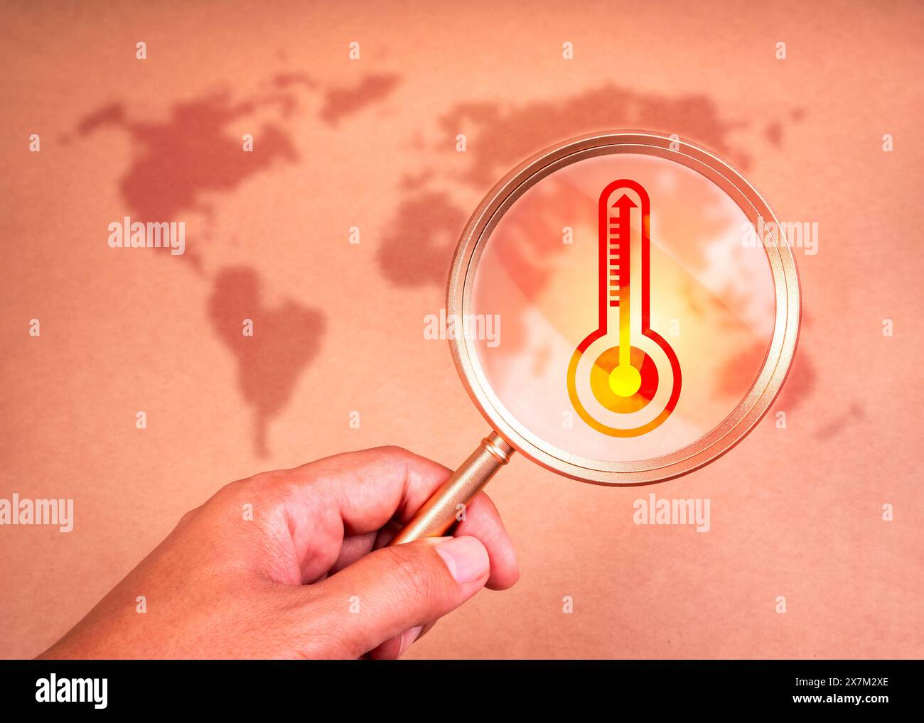 Global warming and greenhouse effect concepts. Close-up of hot degree ...