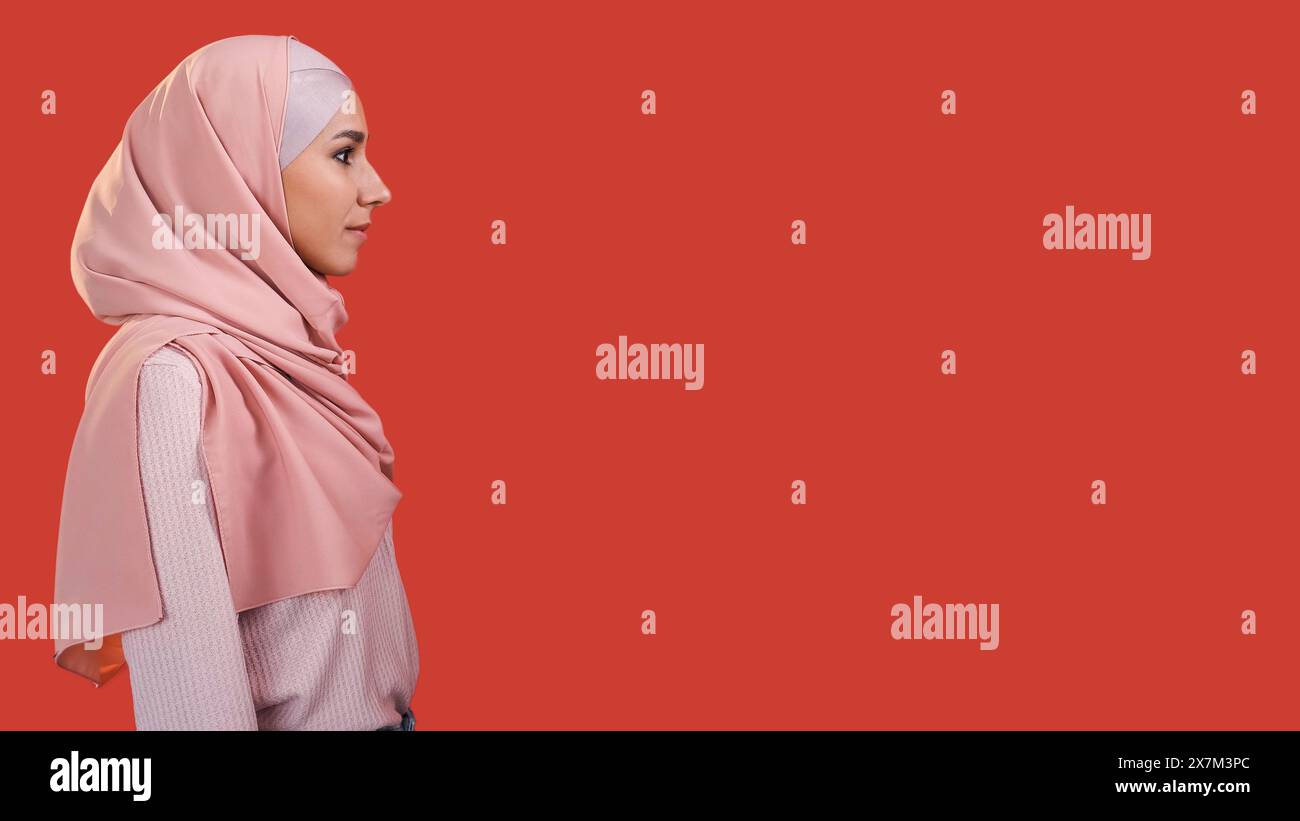 Muslim woman. Islamic beauty. Profile of confident religious girl in ...