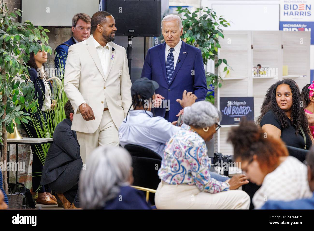 President Joe Biden visits the CRED Cafe in Detroit, Mich., to speak ...