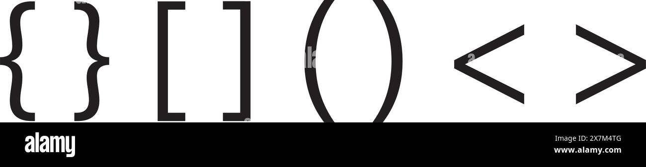 Brackets icon set. Square brackets, curly braces and angle brackets vector graphic Stock Vector ...