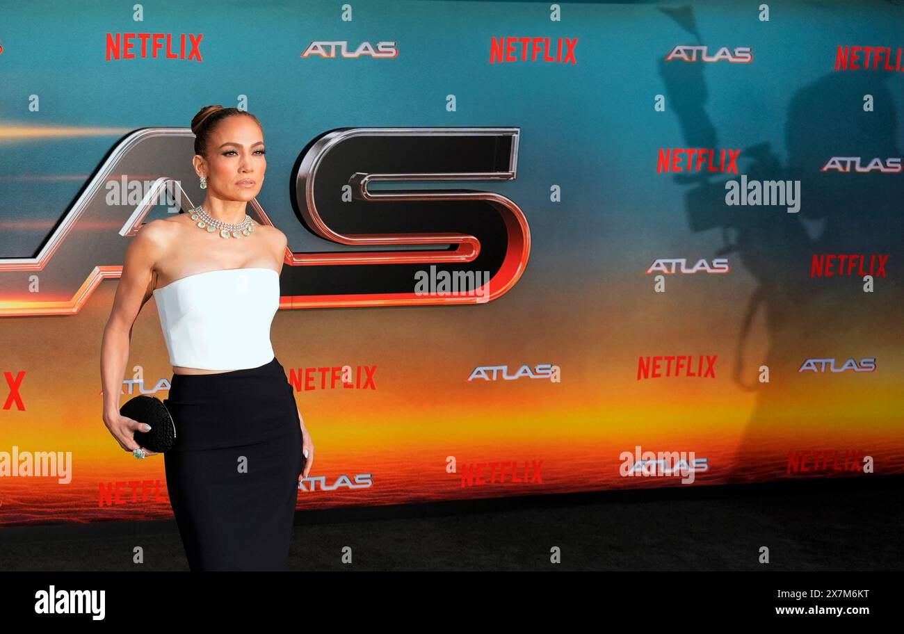 Jennifer Lopez, a cast member in "Atlas," poses at the premiere of the ...