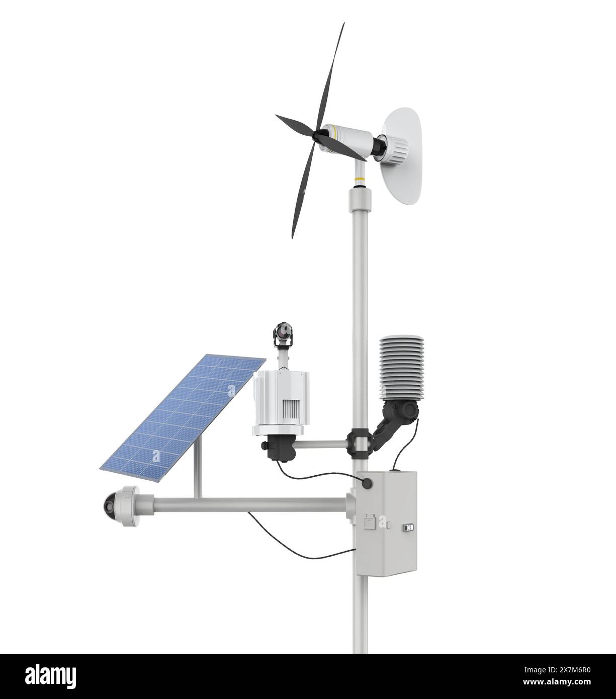 Agriculture technology with 3d rendering weather station with digital ...