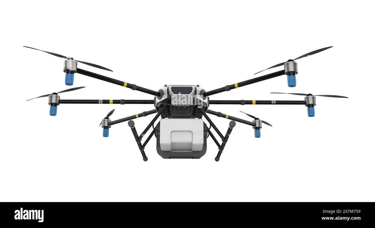 3d rendering drone with spinning propellers isolated on white Stock ...