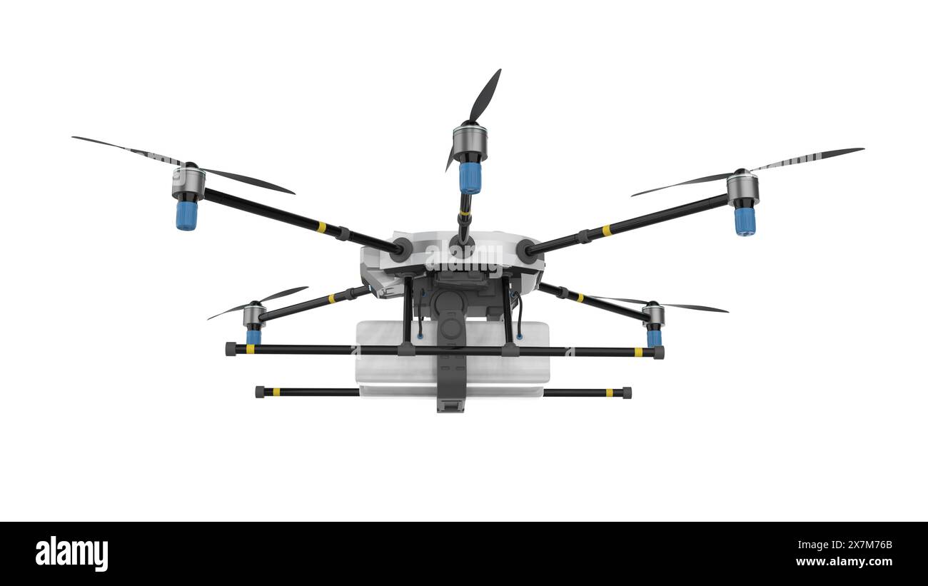 3d rendering drone with spinning propellers isolated on white Stock ...
