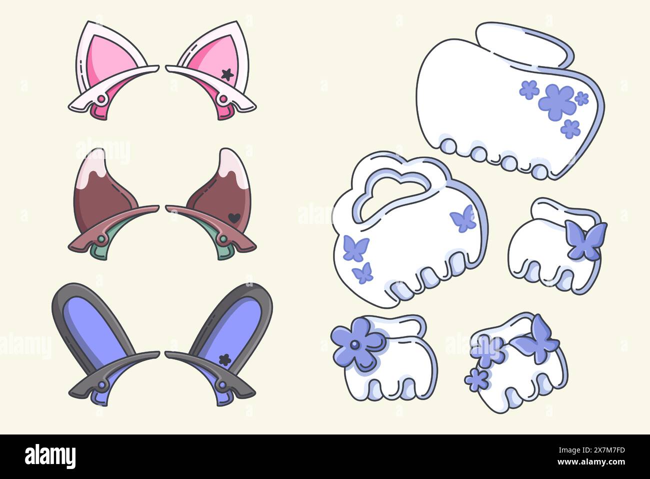 Girlish hair accessories collection - clips with funny animal ears and ...