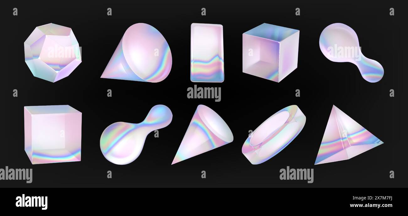 3d y2k hologram shape. Abstract liquid figure render. Geometric glass ...