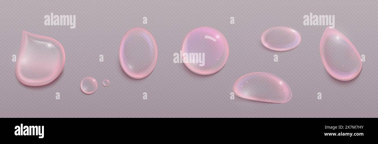 Pink serum drops set isolated on transparent background. Vector ...