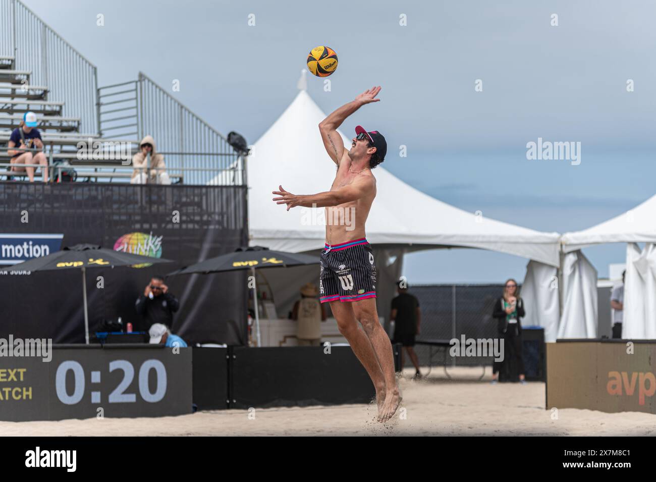 Huntington Beach, California, USA. 19th May, 2024. Troy Field serving ...