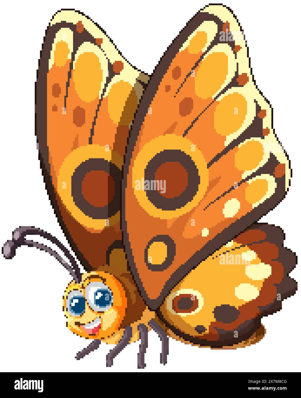 Colorful, happy butterfly with big eyes and smile Stock Vector Image ...