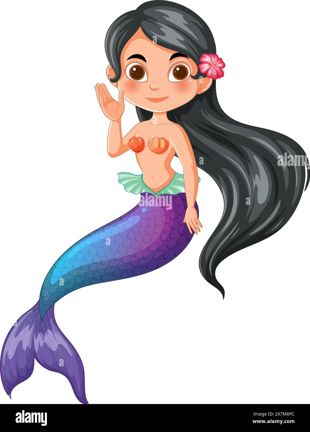 Vector illustration of a friendly mermaid greeting Stock Vector Image ...