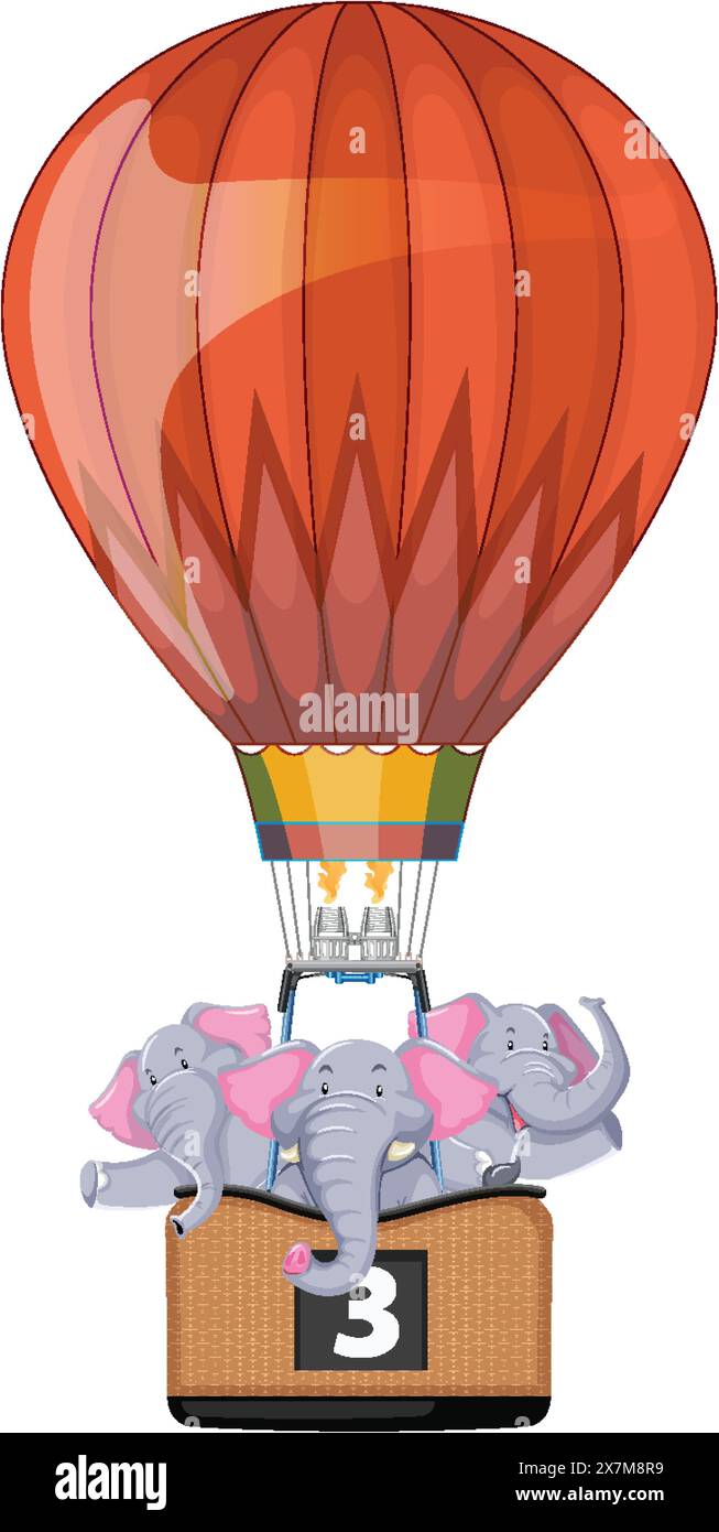 Three elephants enjoying a balloon ride together Stock Vector Image ...