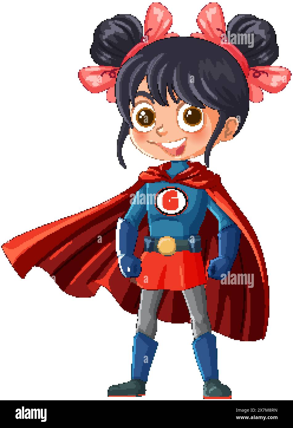 Cartoon girl dressed as a superhero with cape Stock Vector Image & Art ...