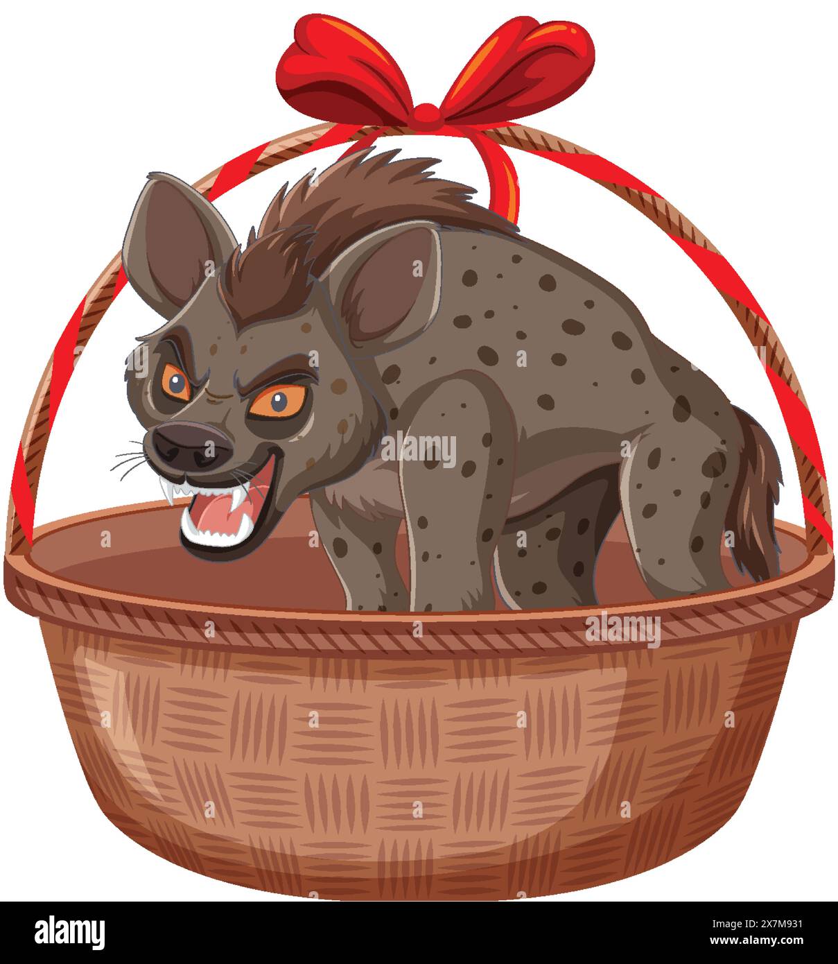 Angry hyena sitting in a woven basket Stock Vector Image & Art - Alamy