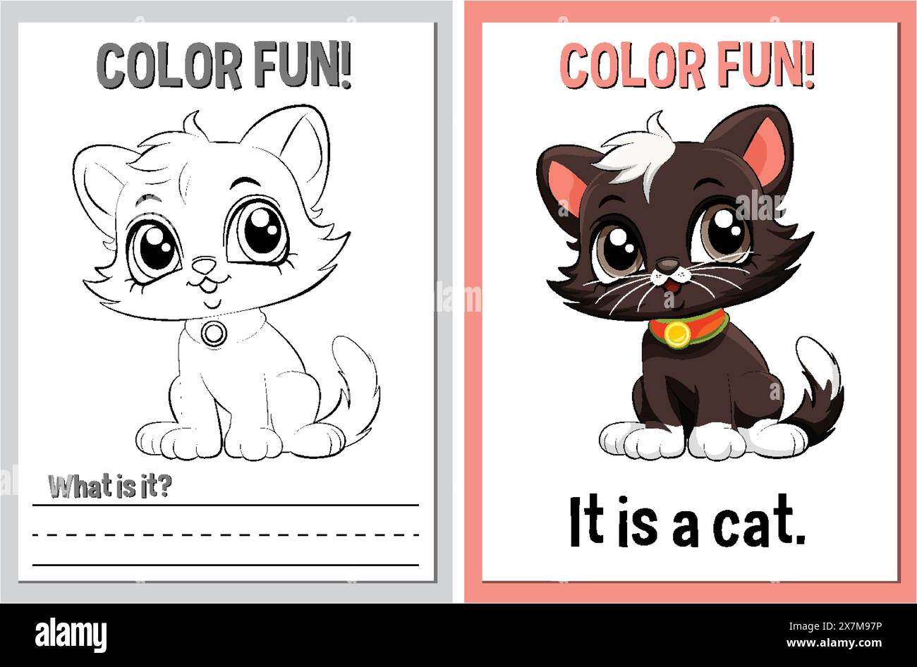 Coloring and learning activity with adorable cats Stock Vector Image ...